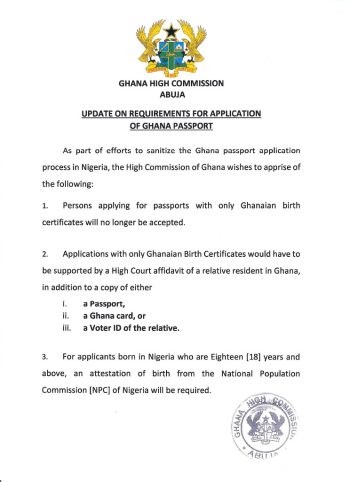 Passport Application | Ghana High Commission - Abuja, Nigeria